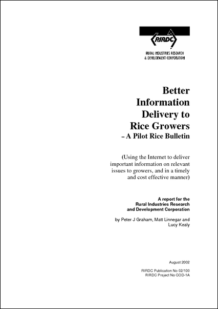 Better Information Delivery to Rice Growers – A Pilot Rice Bulletin ...