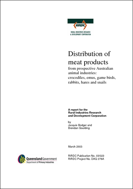 Distribution Of Meat Products From Prospective Industries | AgriFutures ...