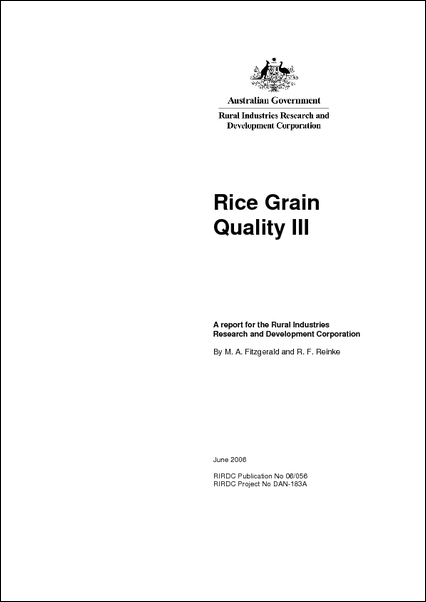 Rice Grain Quality III | AgriFutures Australia