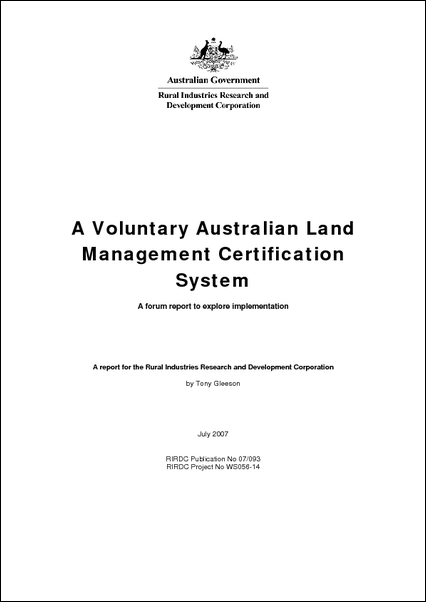 A Voluntary Australian Land Management Certification System – A forum ...