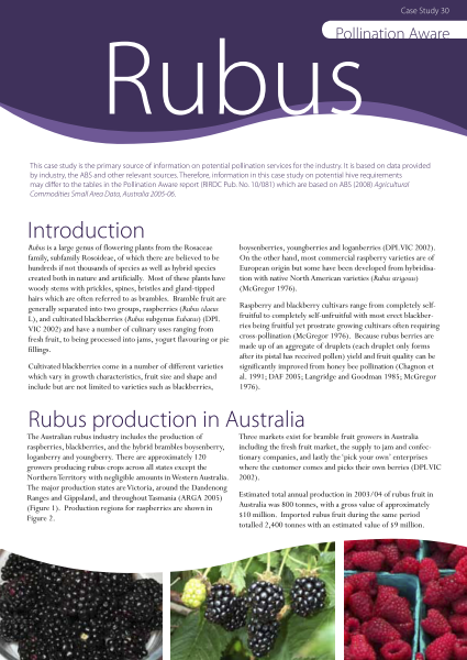 Pollination Aware Case Study: Rubus | AgriFutures Australia