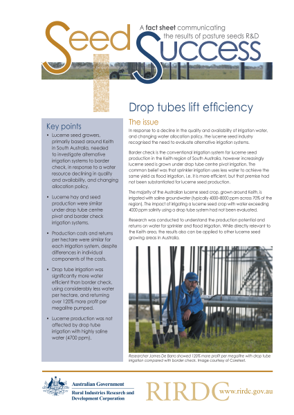 Seed Success: Drop tubes lift efficiency in irrigated lucerne ...