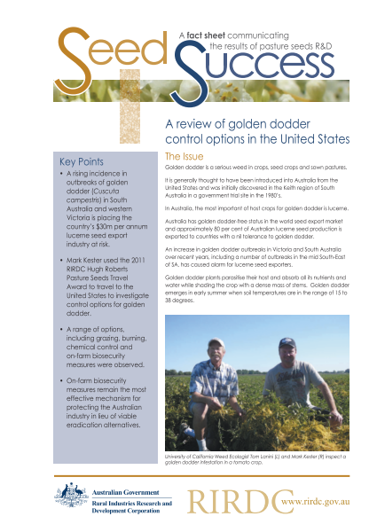 A review of golden dodder control options in the United States ...