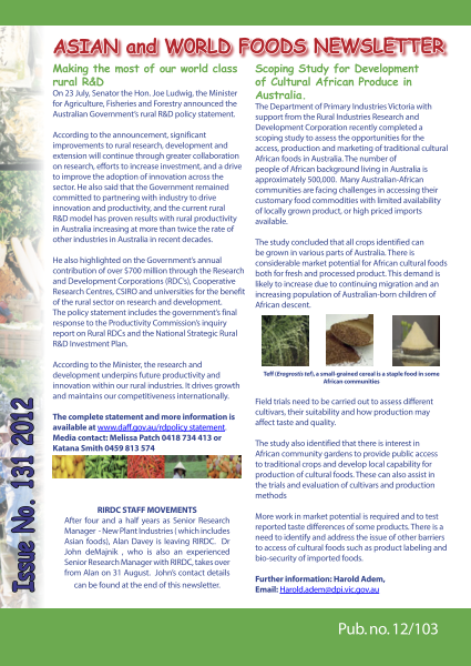 The Asian and World Foods newsletter July/ August 2012 | AgriFutures ...