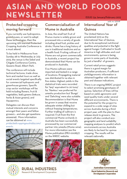 Asian and World Foods newsletter Jan/ Feb 2013 | AgriFutures Australia