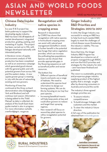 Asian and World Foods newsletter March/ April 2013 | AgriFutures Australia