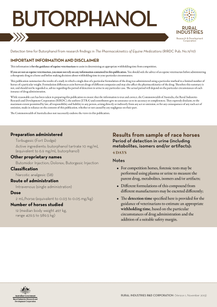Butorphanol information sheet | AgriFutures Australia