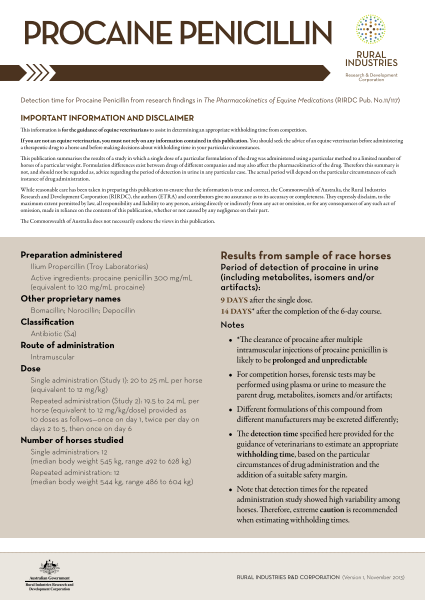 Procaine penicillin information sheet | AgriFutures Australia