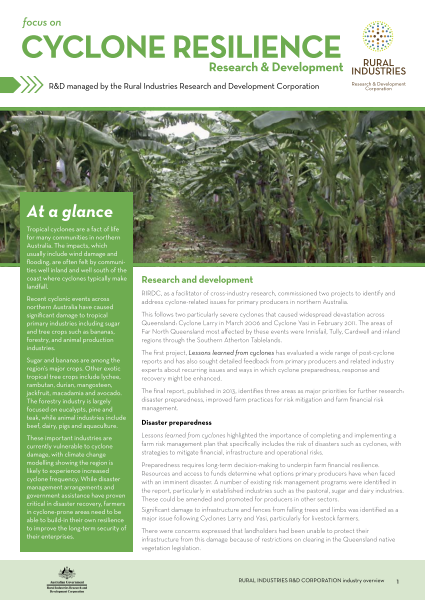 Focus on cyclone resilience | AgriFutures Australia