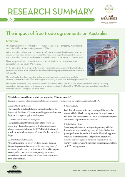 The impact of free trade agreements on Australia – Research summary ...