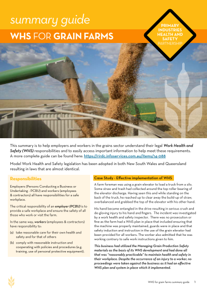 WHS for Grain Farms | AgriFutures Australia