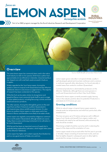 Focus on Lemon Aspen | AgriFutures Australia