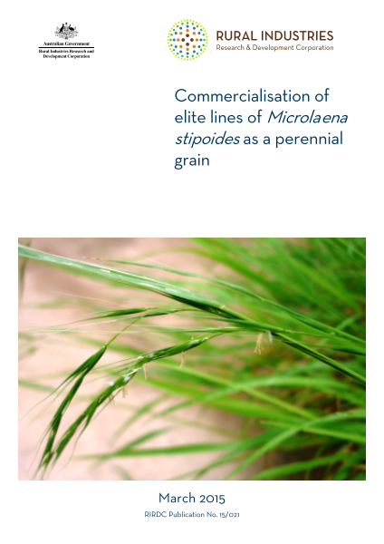 Commercialisation of elite lines of Microlaena stipoides as a perennial ...
