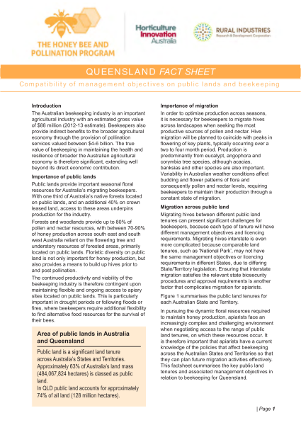 QLD Fact Sheet: Compatibility of management objectives on public lands ...