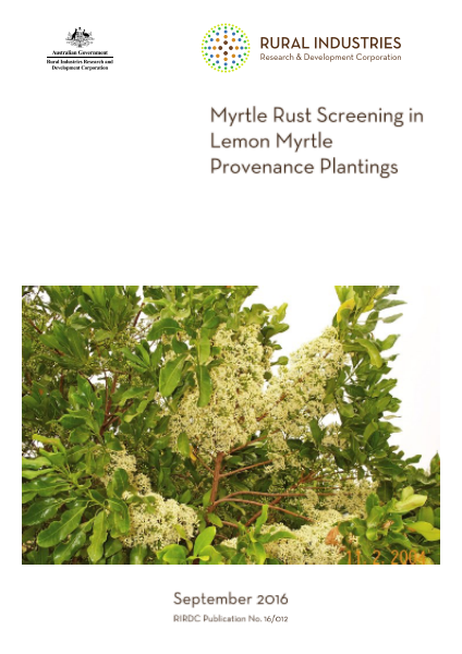 Myrte Rust Screening in Lemon Myrtle Provenance Plantings | AgriFutures ...
