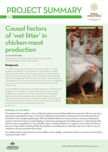Causal factors of ‘wet litter’ in chicken-meat production | AgriFutures ...