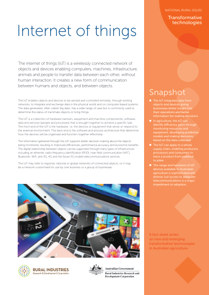 Transformative Technology Fact Sheet – Internet of Things | AgriFutures ...