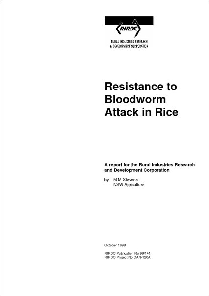 Resistance to bloodworm attack in rice | AgriFutures Australia