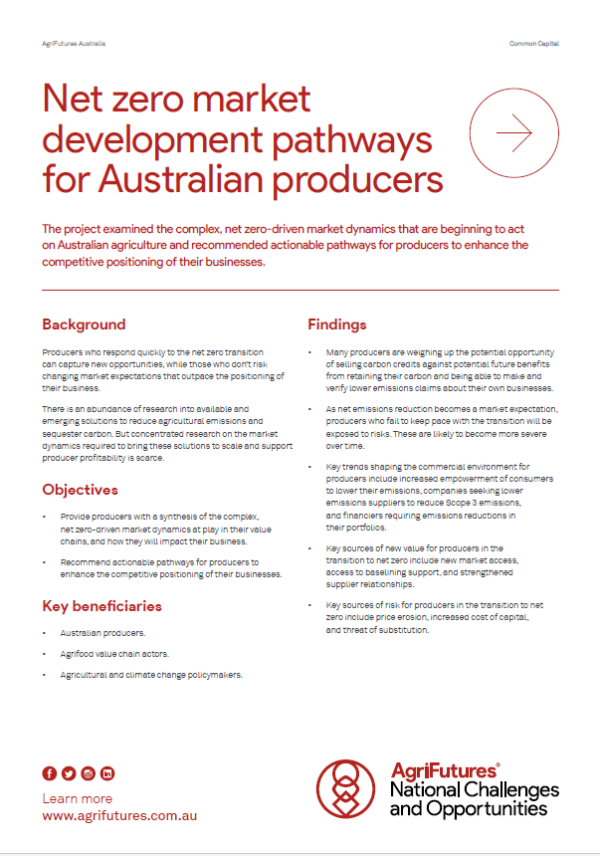 Project summary: Net zero market development pathways for Australian ...