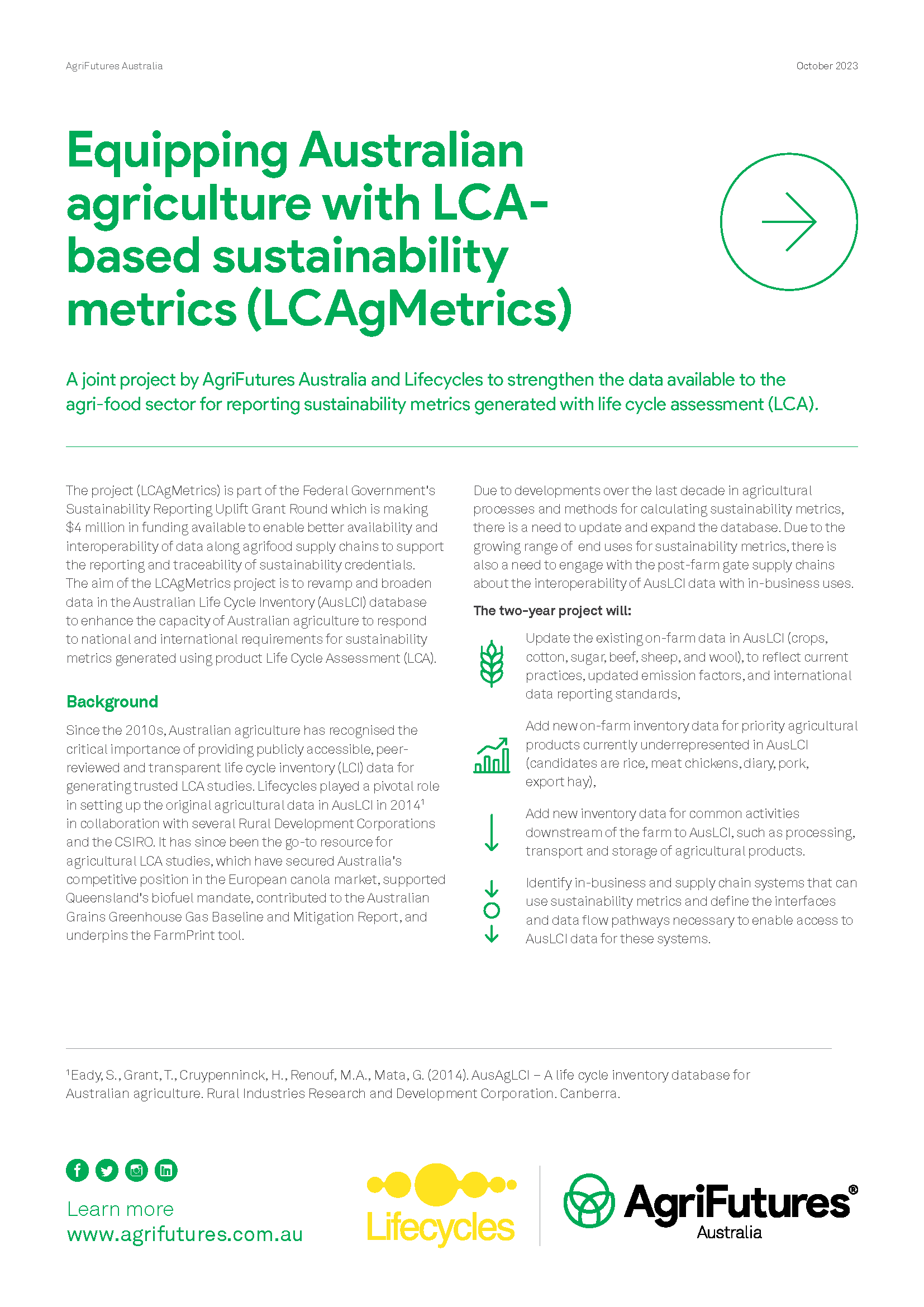 Project summary: Equipping Australian agriculture with LCA-based ...