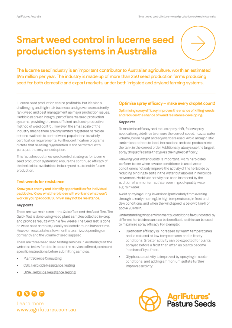 Fact sheet: Smart weed control in lucerne seed production systems in ...