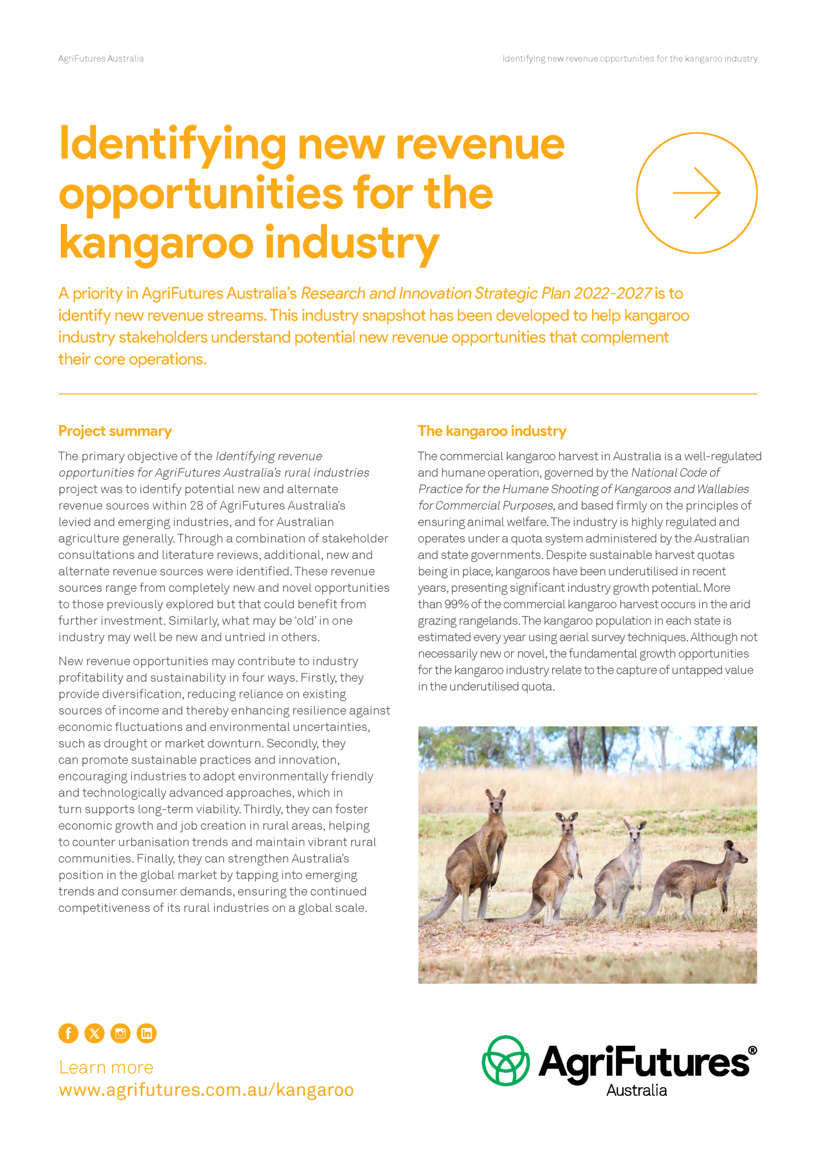 Fact sheet: Identifying new revenue opportunities for the kangaroo ...